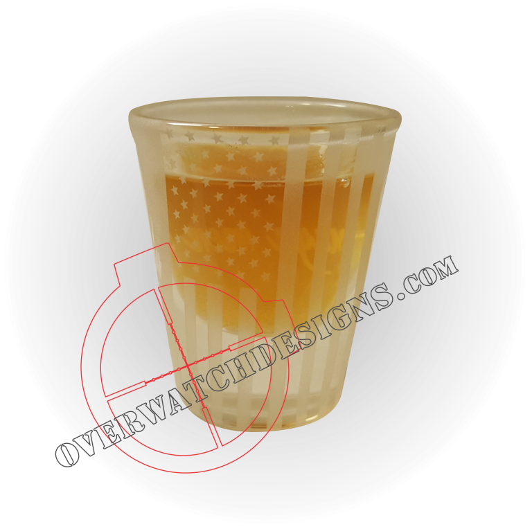 American Flag Shot Glass. Available as a standard glass or tall shooter.