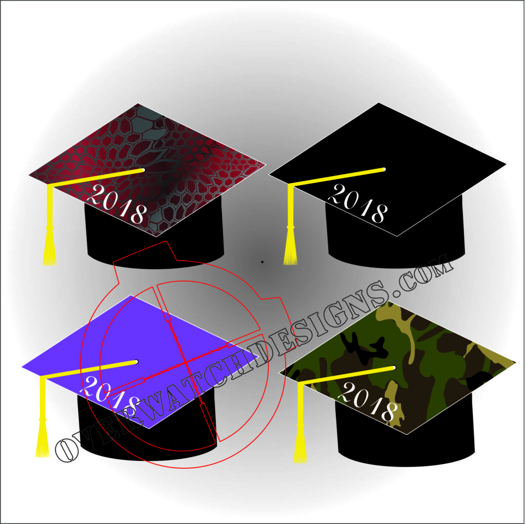 Graduation Decal, 2018 Graduation Cap and Tassel -Overwatch Designs